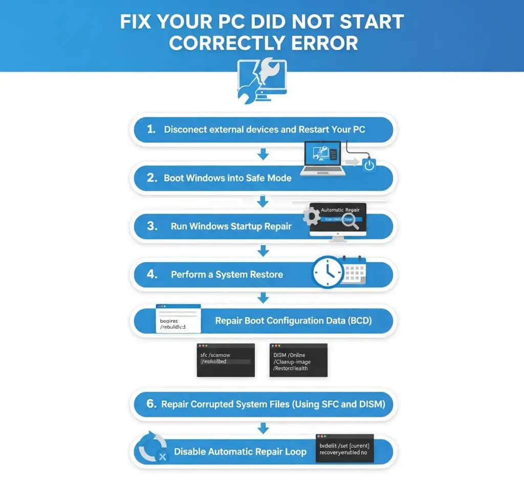 7 Ways to Fix “Your PC Did Not Start Correctly” Error 2025