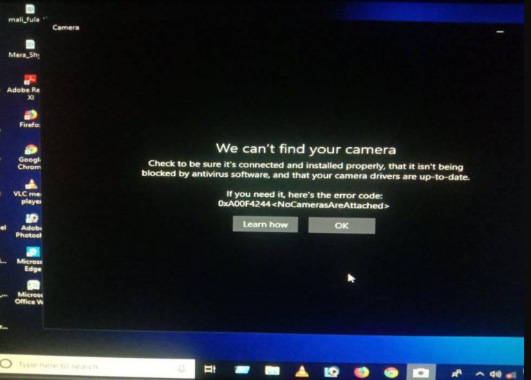 Solved: Can’t find your camera error 0xa00f4244 on windows 10