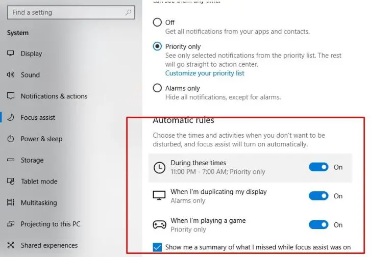 How to Enable and configure Focus Assist on Windows 10