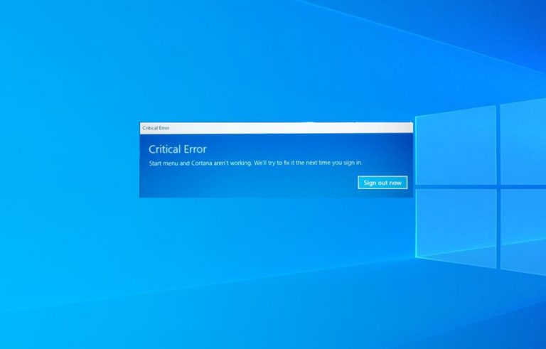 Critical Error – Your Start menu isn't working windows 11/10