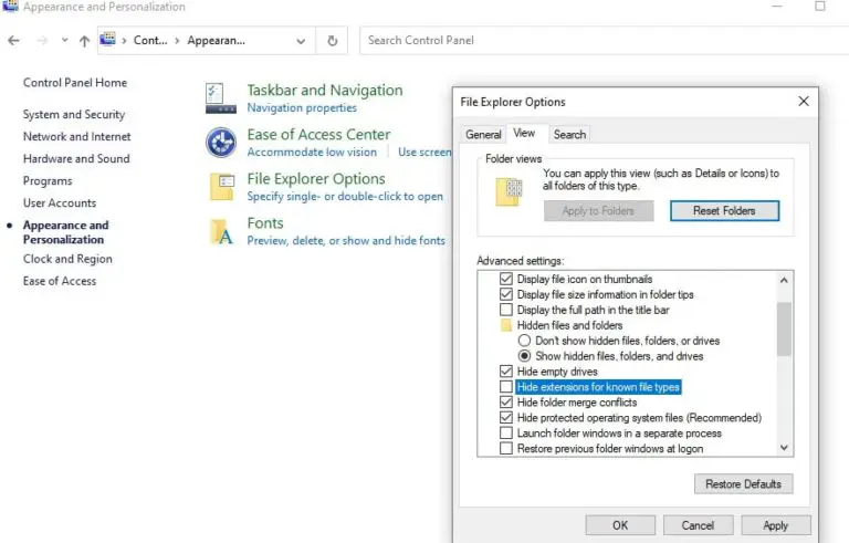 How to Show or Hide Filename Extensions in Windows 10