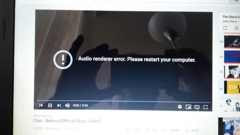 Solved: YouTube Audio Renderer Error Please restart computer