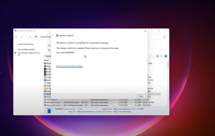 How to Fix .NET Framework 3.5 Error Code 0x800F0950 on Windows 11