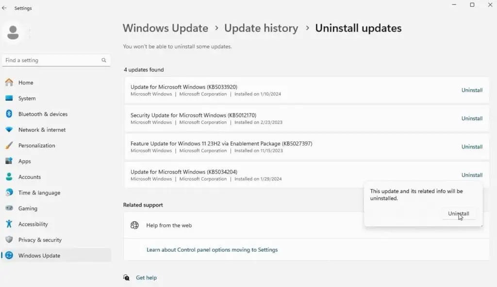 How to Uninstall Windows Update (Windows 11 KB5066835)
