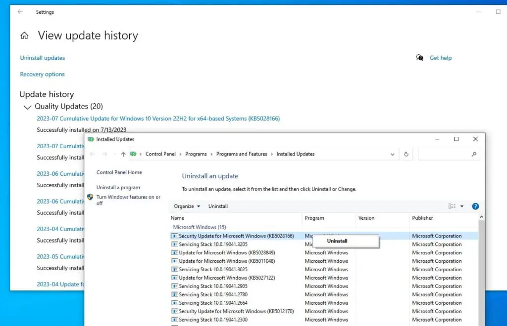 How to Roll back windows update or Feature updates windows 11