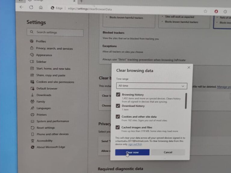 How to clear cache in Microsoft Edge Windows 11/10