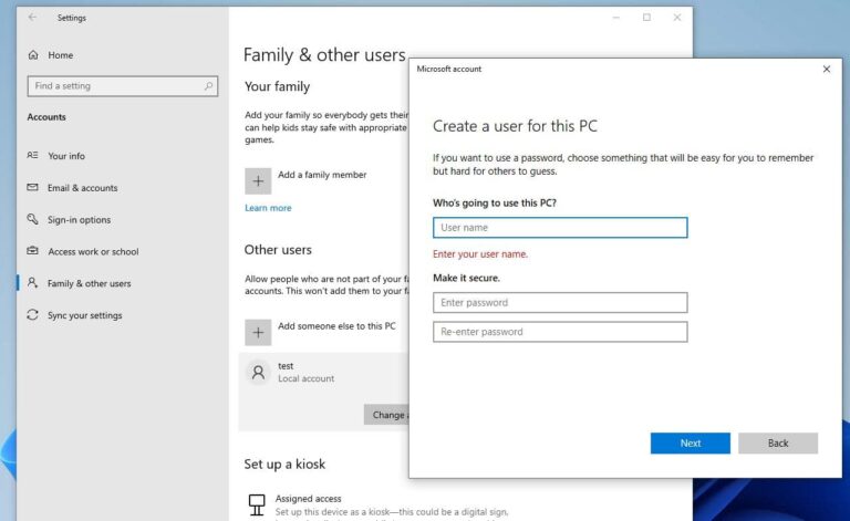 How To Create and Delete user account windows 10