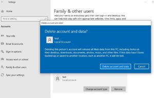 How To Create and Delete user account windows 10