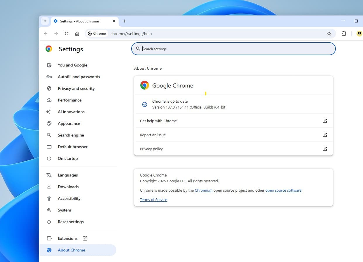 Download Google Chrome 137.0.7151.41 (Offline installer)