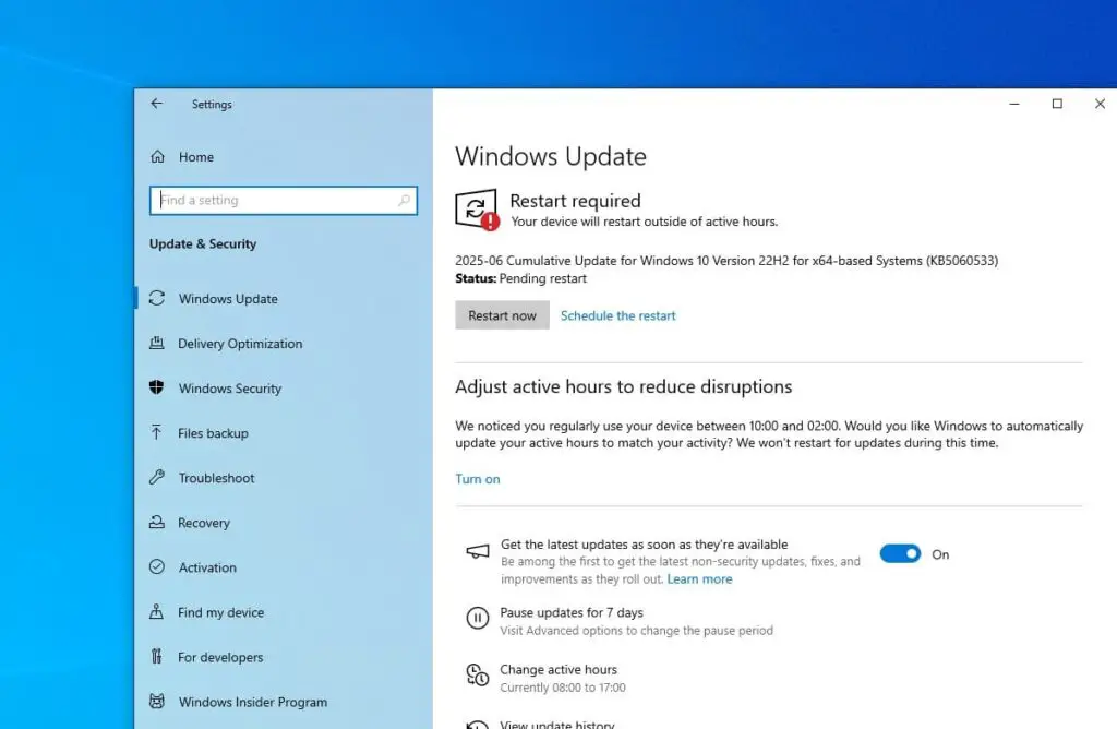 Windows 10 KB5060533 (OS Build 19045.5965): June 2025 Update Overview